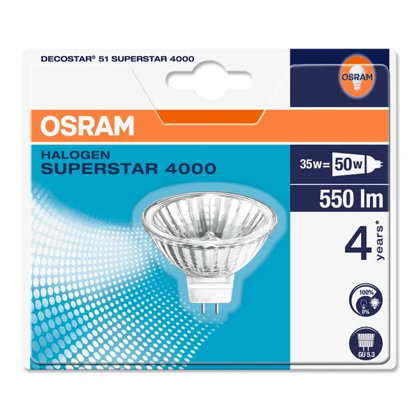 Halogen Lamp Osram DECOSTAR® 51 SUPERSTAR 4000 35W 12V 36° GU5.3 3000k ...